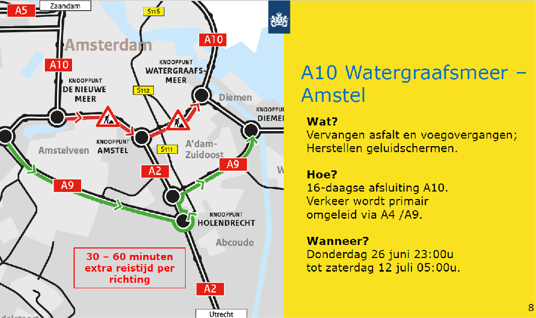 2025: grootschalige verkeershinder A10 - overzicht | Parkeerbedrijf VU-VUmc
